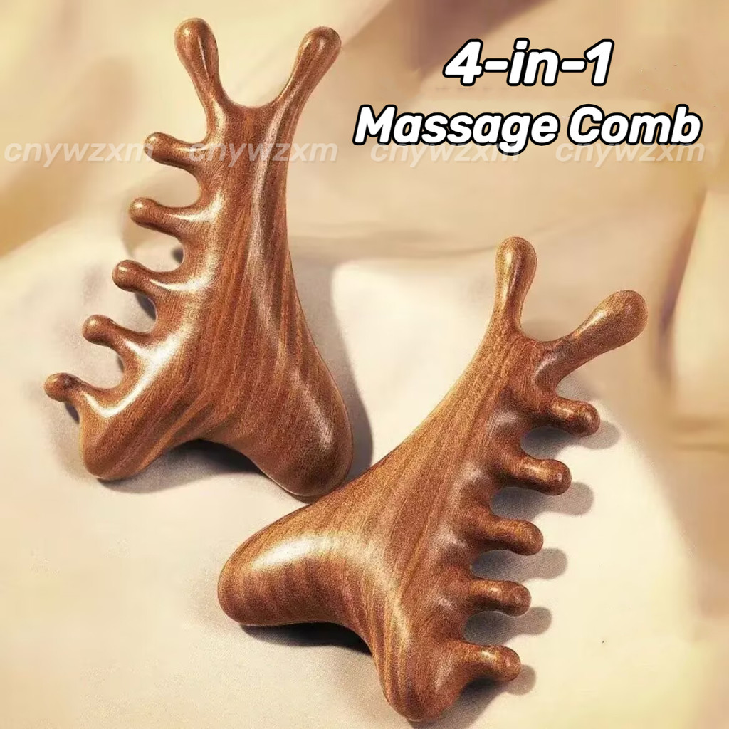 4-in-1 Sandalwood Meridians Massage Comb Head Eye Face Ear Nose ...