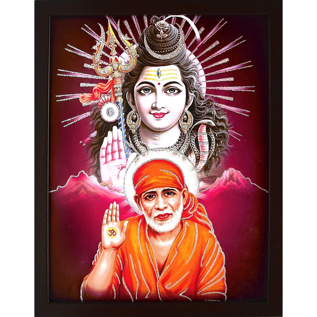 Sai Baba and Hindu Lord Shiva Giving Blessings a Elegant and Religious ...
