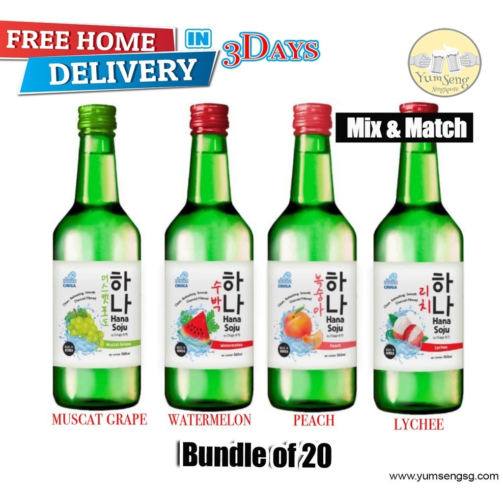 Hana Soju Mix and Match 20x360ml ( Bundle of 20 ) | Shopee Singapore