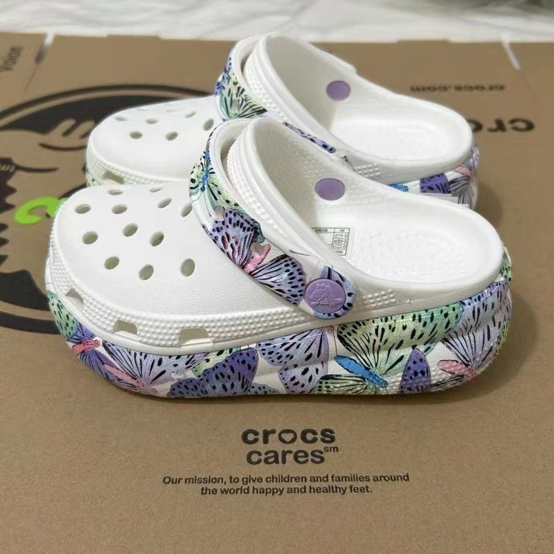 Croc women Classic Crush Clog bone color Ladies Beach Shoes Platform ...