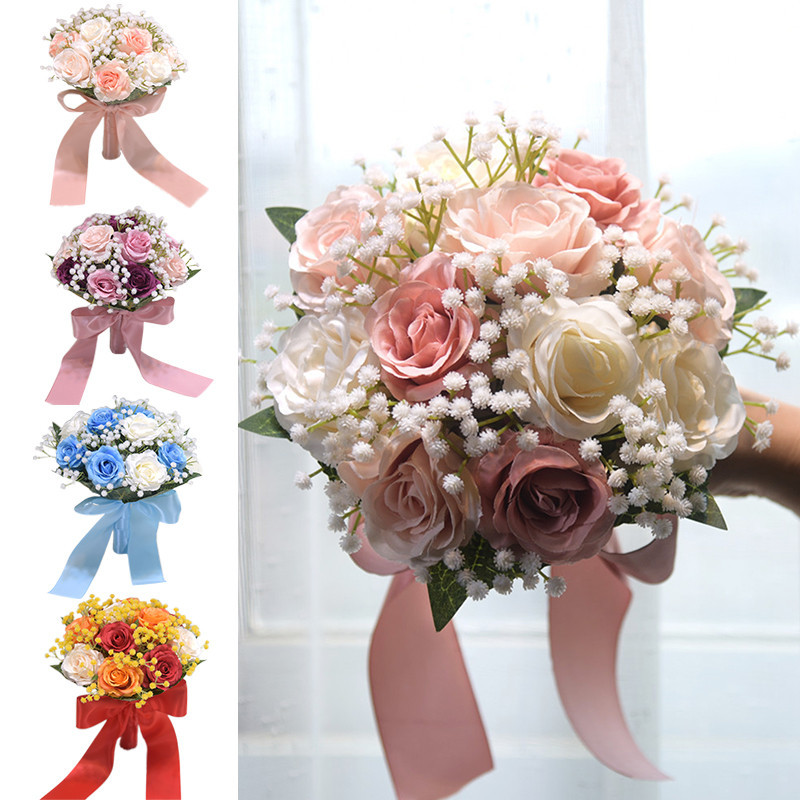 Artificial Roses Flowers Bridal Bouquet Wedding Hand Flowers | Shopee ...