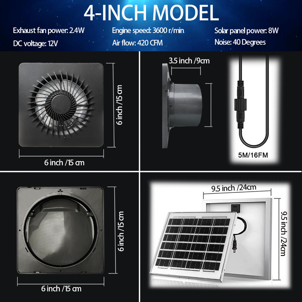 DC Solar Air Fan Mini Exhaust Fan 8W Solar Panel, Solar Fan With ...