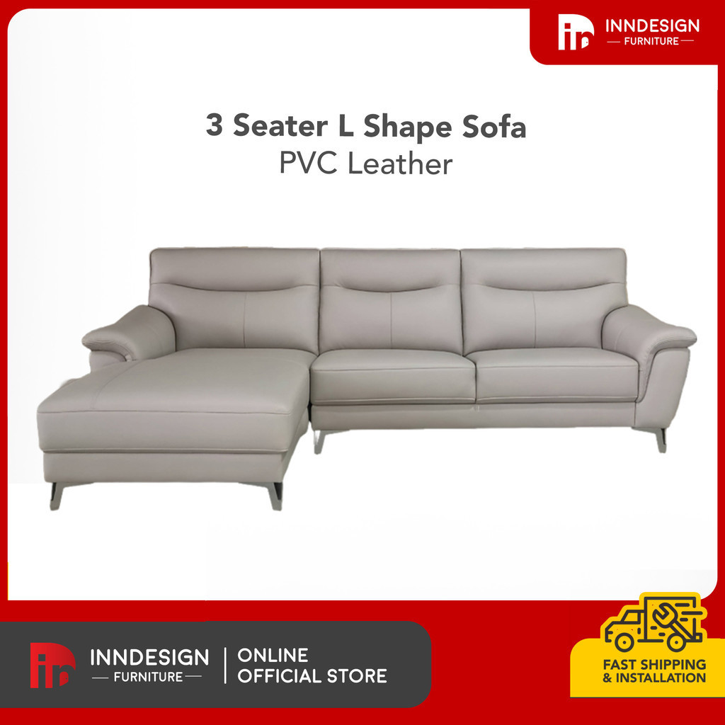 [INNDESIGN.SG] TILLY 8.7FT 3 Seater PVC L Shape Sofa / Designer Sofa ...