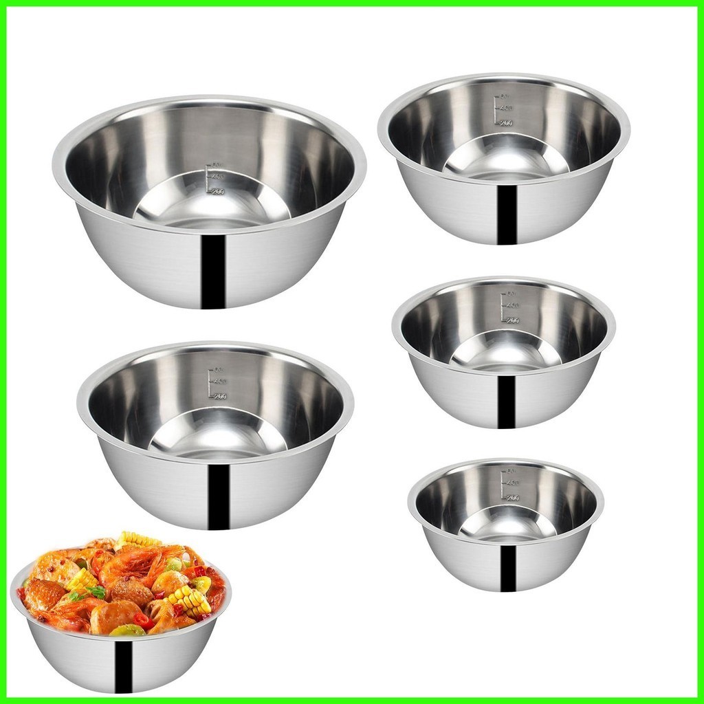 Mixing Bowls Set Stainless Steel Nesting Bowls Set 5pcs Stackable Metal ...