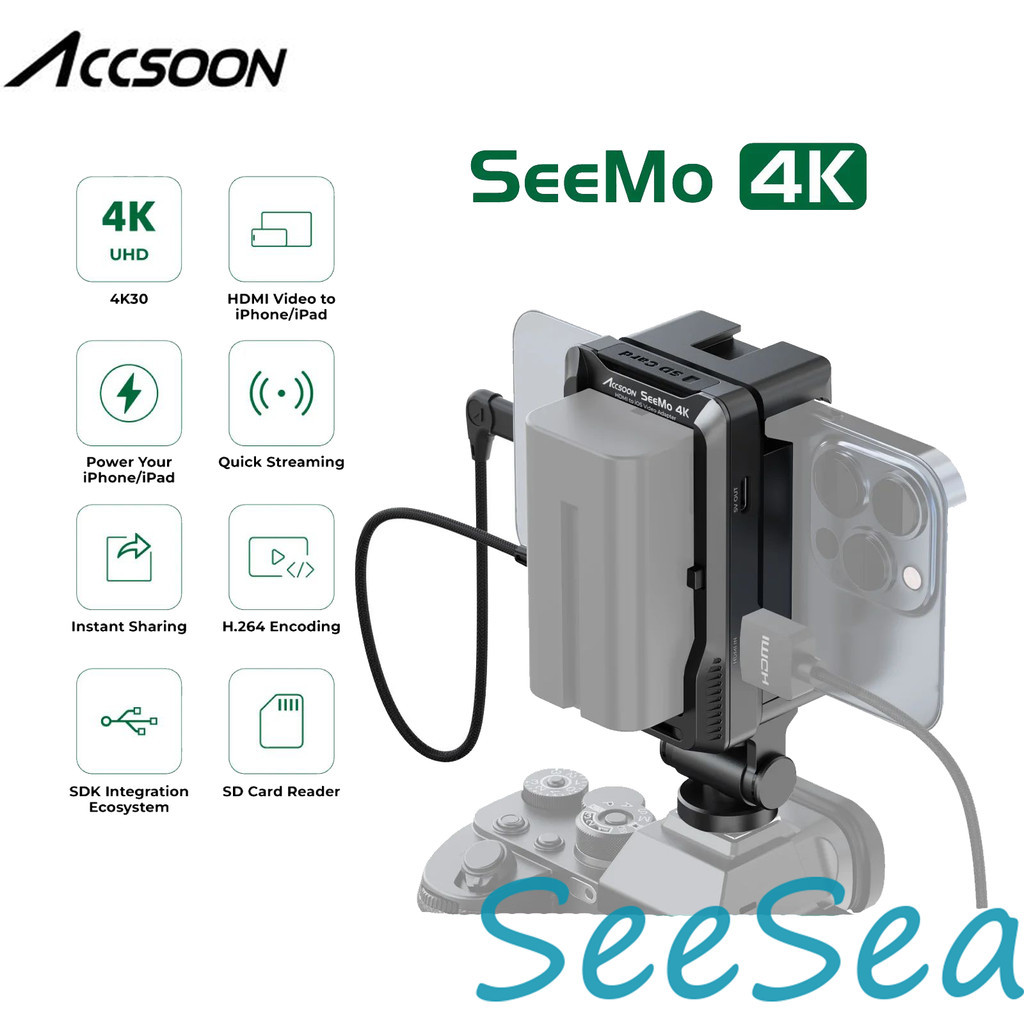 Accsoon Seemo 4K SD Card Reader iPhone ipad Charging H.264 Recording ...
