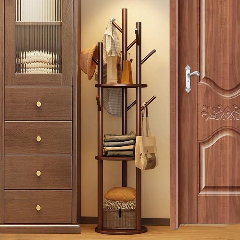 Solid Wooden Clothes Rack Floor Standing Clothes Rack Bedroom Household ...