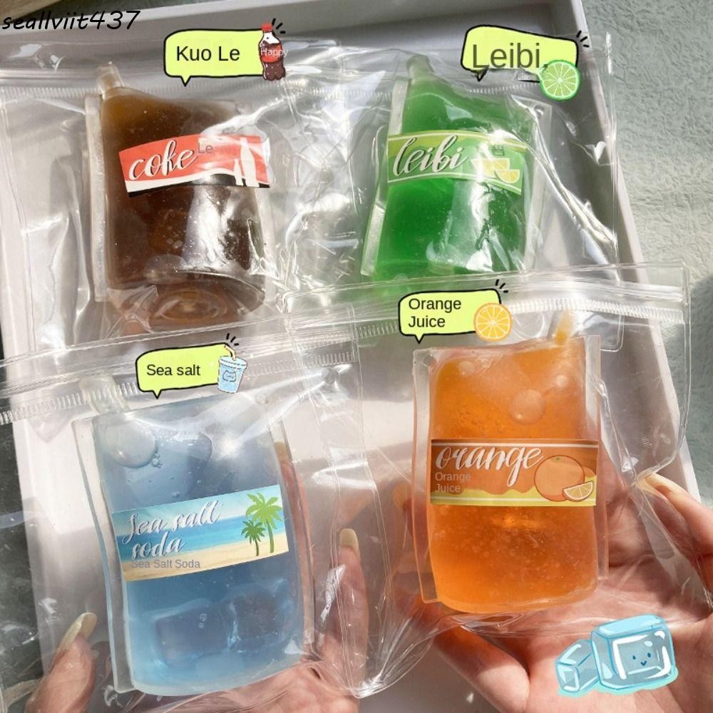 SEALLVIIT Juice Squeeze Toy, Transparent Kneading Soda Drink Fidget Toy ...