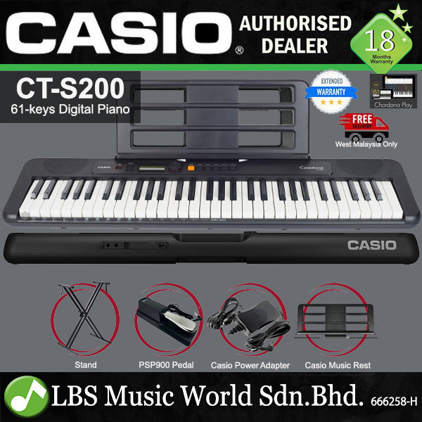 Casio CT-S200 61 Key Casiotone Electric Keyboard Basic Package Music ...