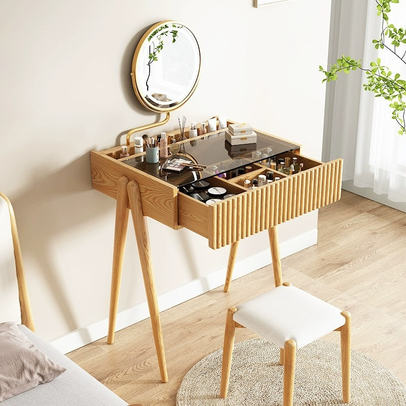 LEMARS small apartment dressing table, solid wood dressing table, ash ...