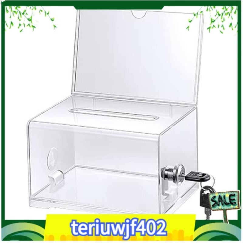 TI 】1 Pack Acrylic Donation Box Donation Box with Lock Clear Ballot Box ...