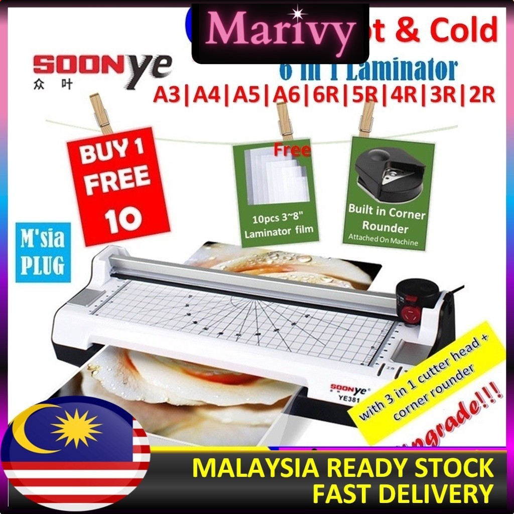 6 in 1 YE288 YE381 SOONYE A4 A3 A5 A6 6R 5R 4R 3R 2R Laminator Paper ...