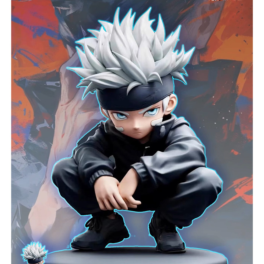 Anime Jujutsu Kaisen Gojo Satoru Handsome Figure Squatting Figurine ...