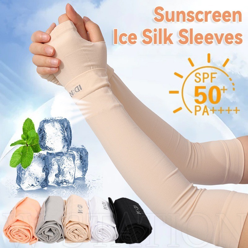 Women Men Ice Silk Sun Protection Sleeves - Summer Sunscreen Arm Covers ...