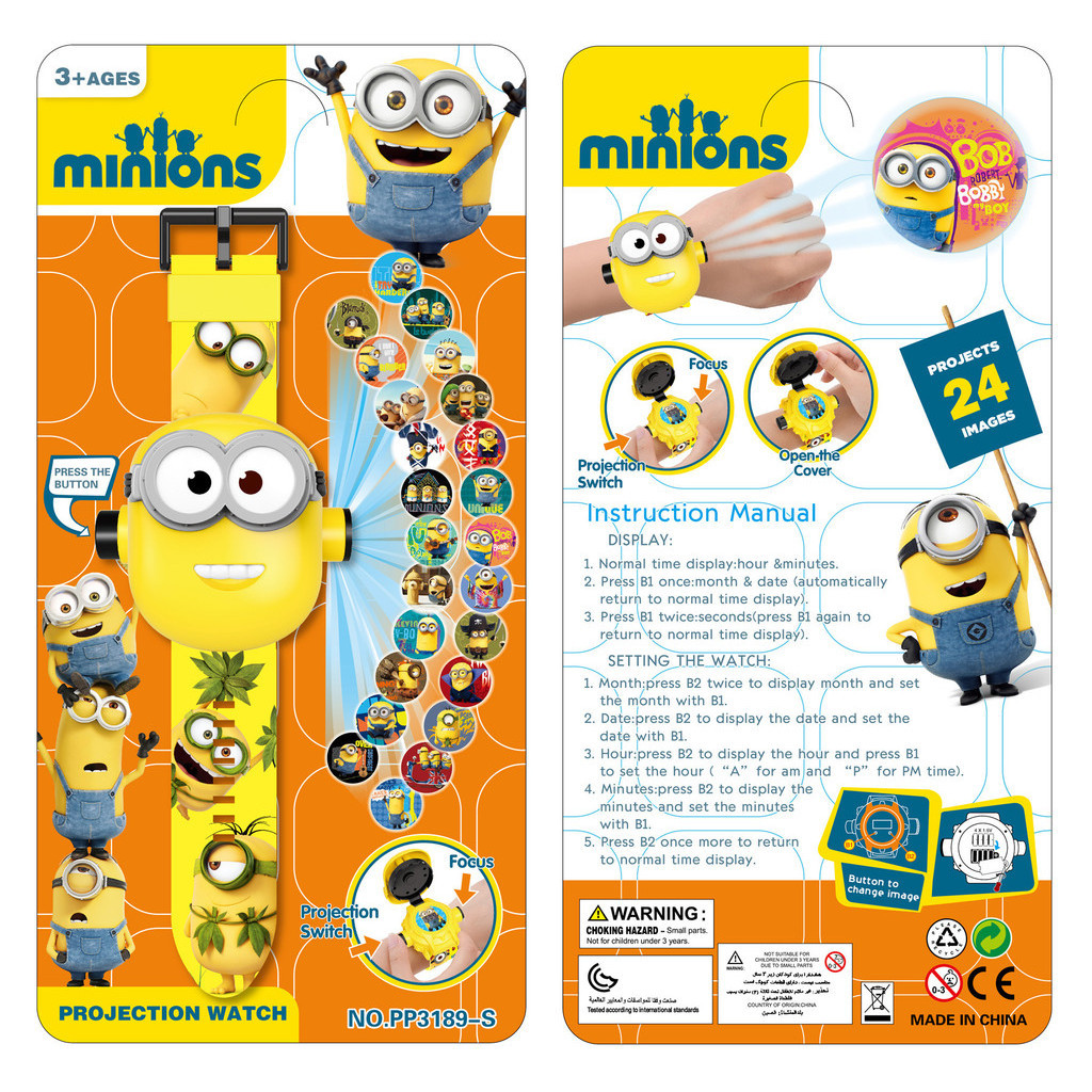 Minions Kids Projection Watch Cartoon Digital Light Watch for Children ...