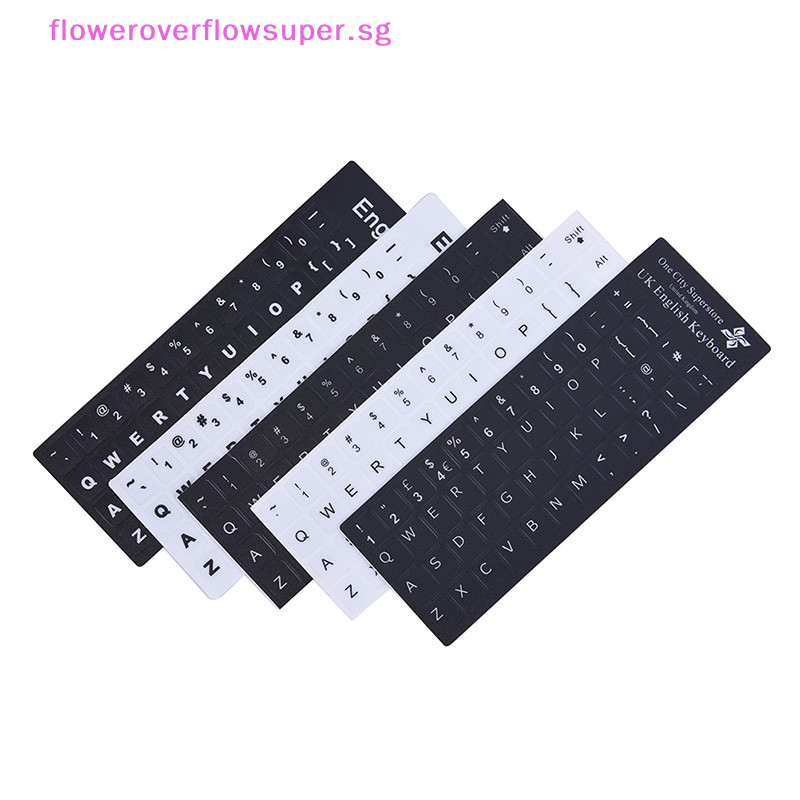 FSSG English Keyboard Replacement Stickers White on Black Any PC ...