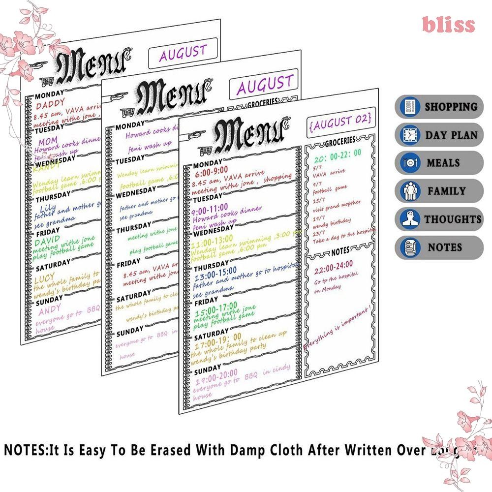 BLISS A3 Whiteboard Calendar, Schedule Reusable Weekly Calendar Memo ...