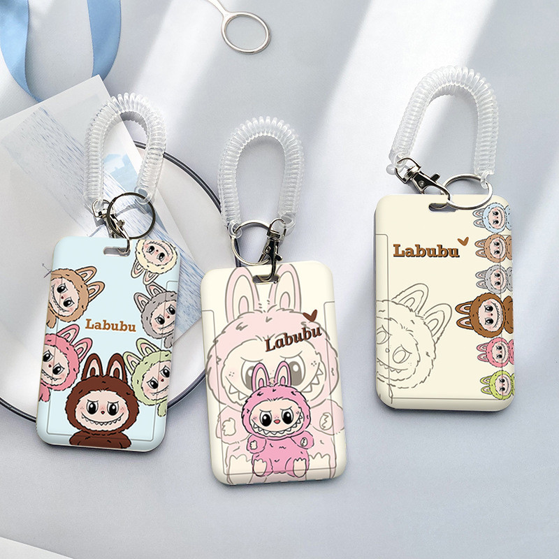 LABUBU Name Tag Campus/work/bus Card Cartoon ID Holders with Spring ...