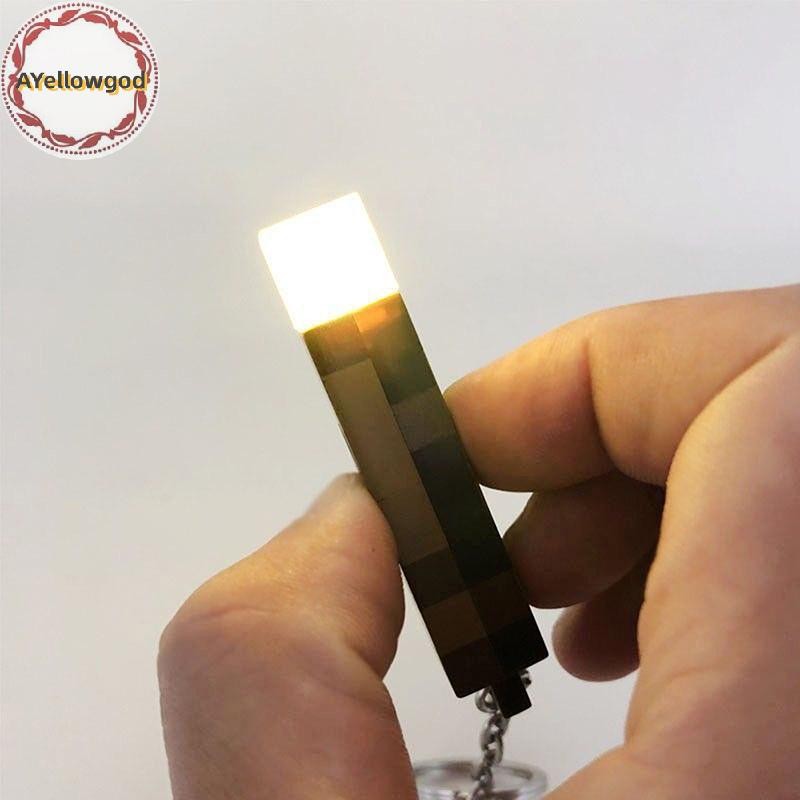 AYellowgod Minecraft Toys Torch Light Keychain LED Minecraft Games ...