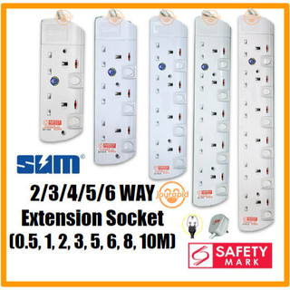 2/3/4/5/6 Gang Extension Socket with Singapore Safety Mark (0.5, 1, 2 ...