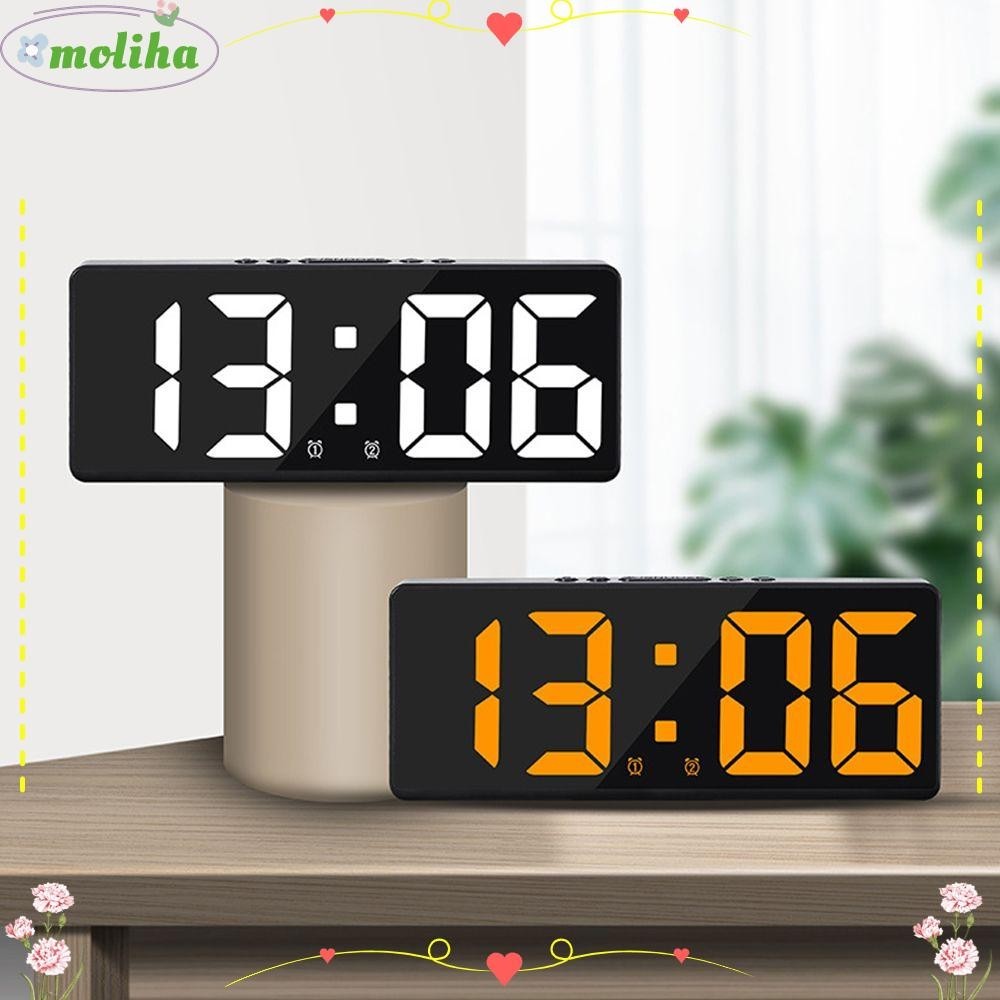 MOLIHA Alarm Clock Bedside Table Backlight Temperature Calendar Number ...