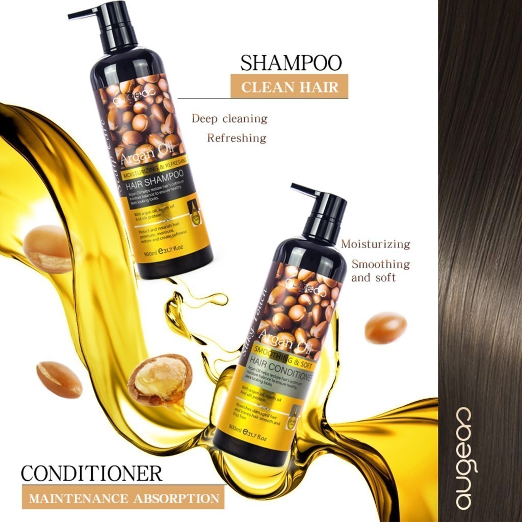 SG READY STOCK Argan Oil 900ML Smoothing Soft Shampoo Hair Conditioner ...