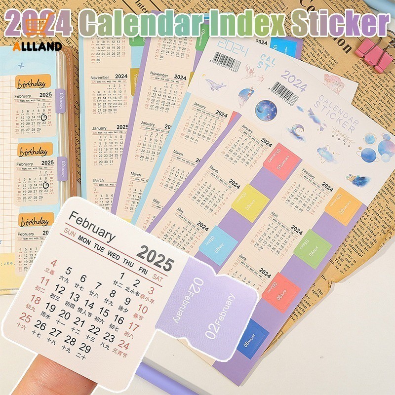 JC Mart Yearly Calendar Sticker 2024 1 Sheets/Label Scrapbook Kawaii ...