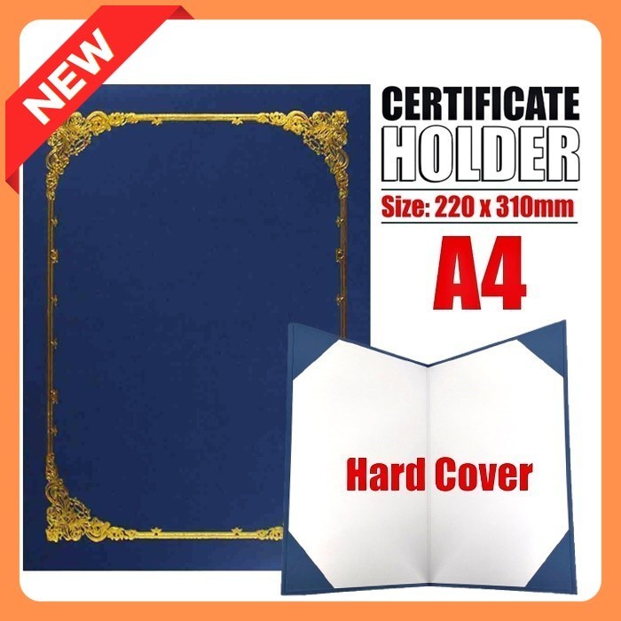 A4 Certificate Holder Hard Cover with Gold Border/Durable Fail Sijil ...