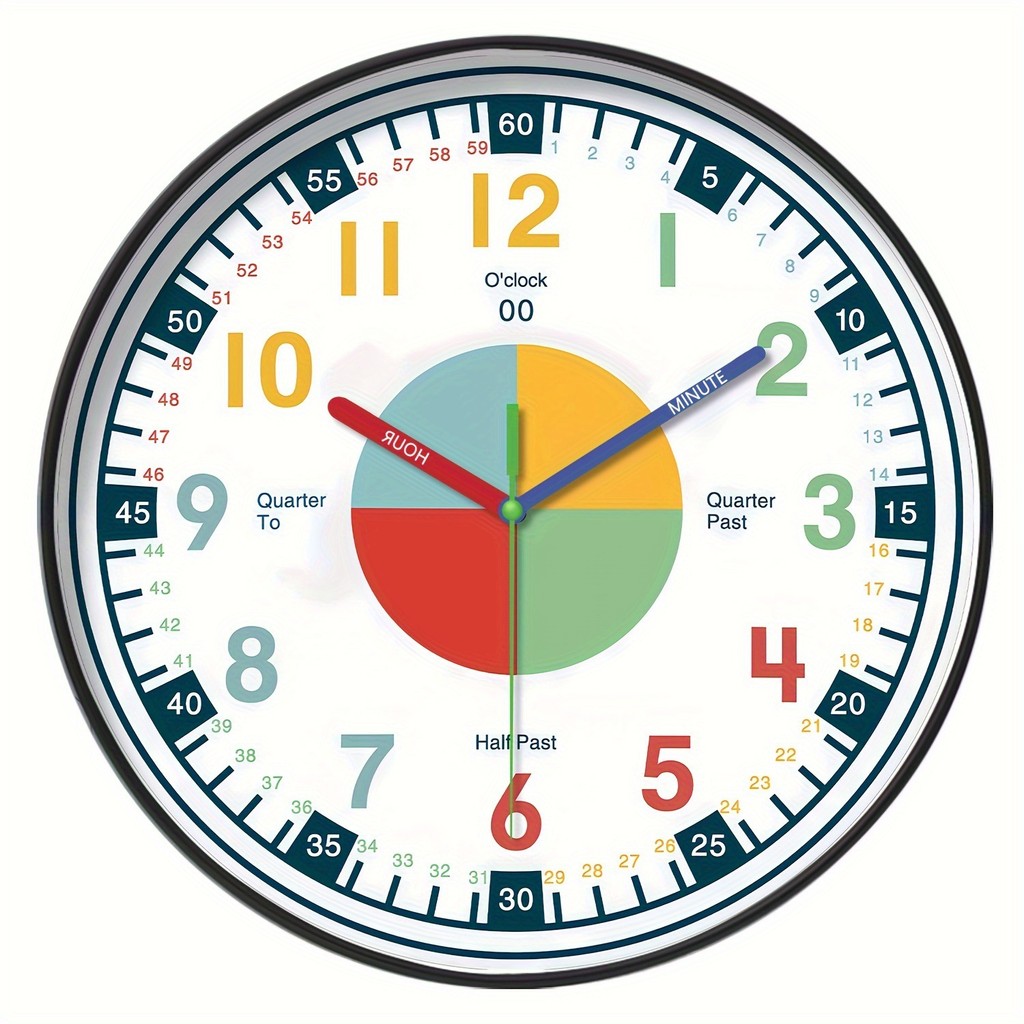 Telling Time Teaching Clock - Learning Clock for Kids - Kids Wall Clocks for Bedrooms - Kids ...