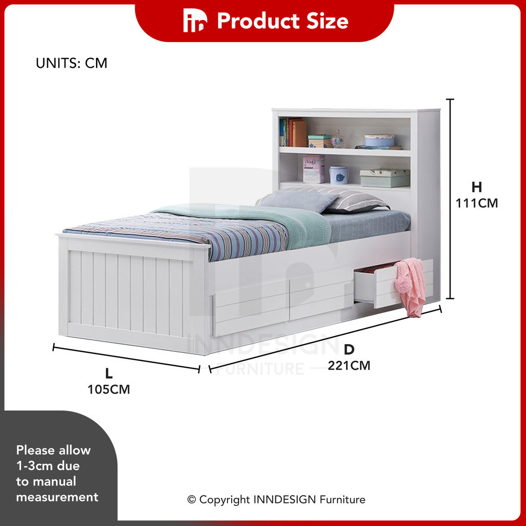INNDESIGN Single Size Storage Bed / Cabinet / Drawer (Fully Assembled ...