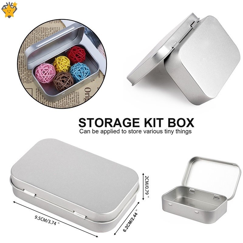 Mini Portable Metal Rectangular Empty Hinged Tins Small Storage Kit Box ...