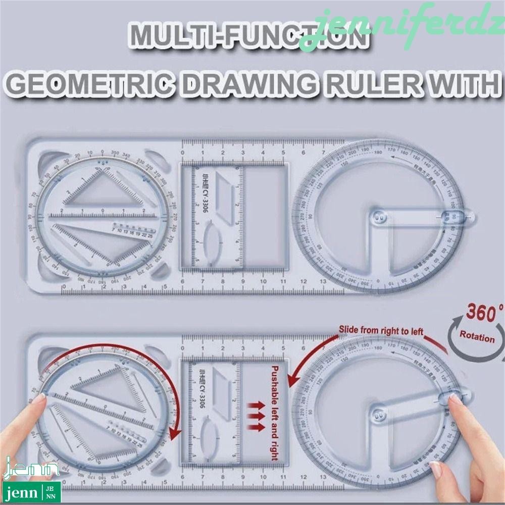 JENNIFERDZ Drawing Ruler, Ruler Straight Multifunctional Geometry Ruler ...
