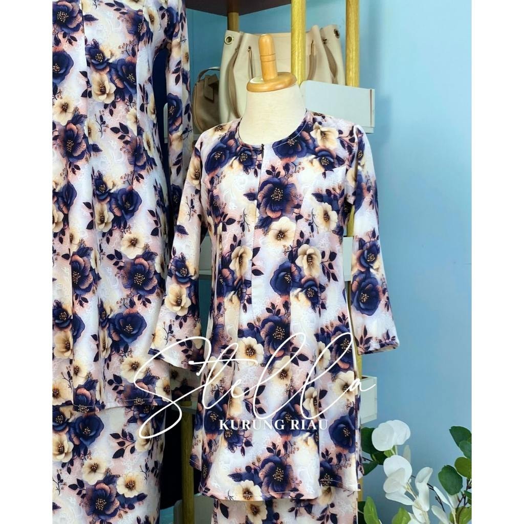 Baju Kurung Riau STELLA kids Material Mango Silk Loose Sulam biku baju ...