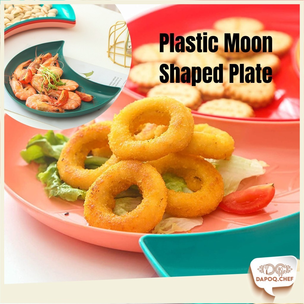 DC Moon Shape Plate Dessert Plastic Dinner Plastic Shape Solid Color ...