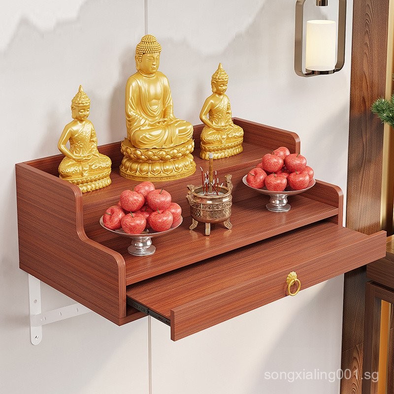 Home Buddha Niche Wall-Mounted Modern Home God of Wealth Worship Table ...