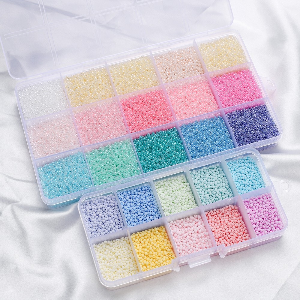 St. kunkka 24 Grid 2mm-3mm Macaron Frosted Series Rice Bead Set Cream ...