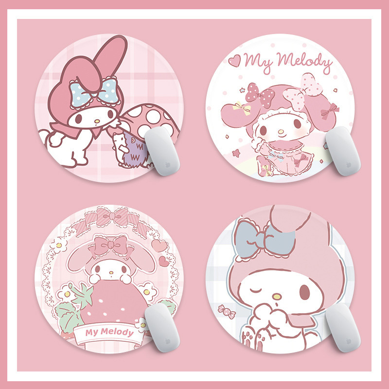Cute MY Melody Cartoon Office Mouse Pad Kuromi 22x22cm Round Sanrio ...