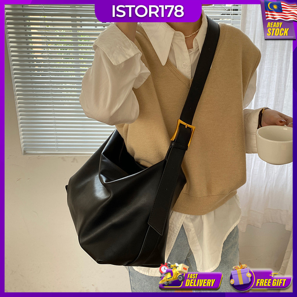 ISTOR SOFT LEATHER MESSENGER BAG STUDENT CROSSBODY BAG BIG MINIMALIST ...