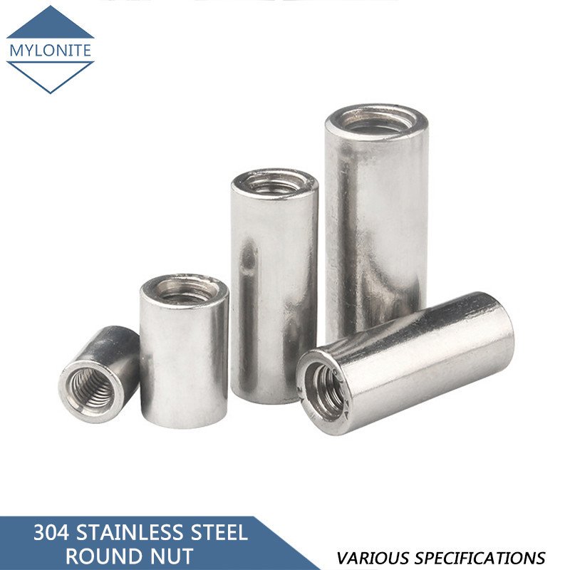M5 M6 304 Stainless Steel Round Coupling Nuts Extend Long Lead Screw ...