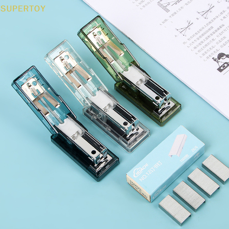 SUPERTOY Transparent Mini Stapler Set Office Simple Stapler Student ...