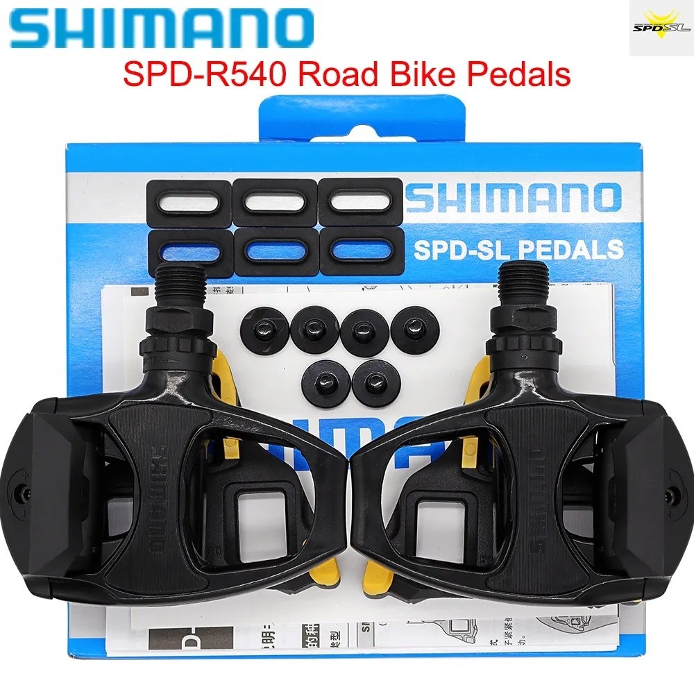 SHIMANO PD-R540 Road Bike Riding Self-locking Pedal Lock with Yellow ...