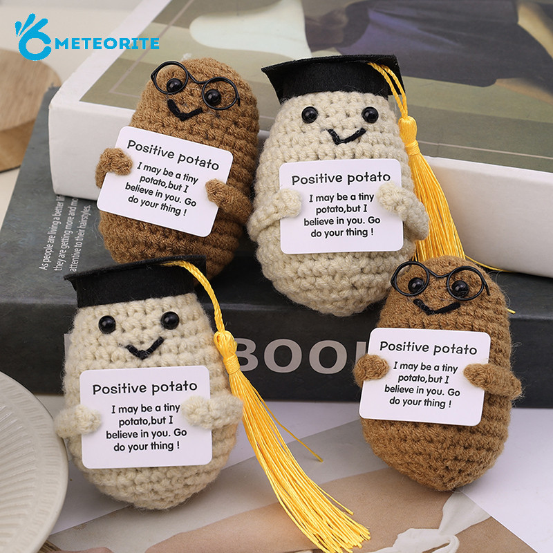 Novelty Fun Handweave Eyewear Graduation Cap Potato Plush Toy Present ...