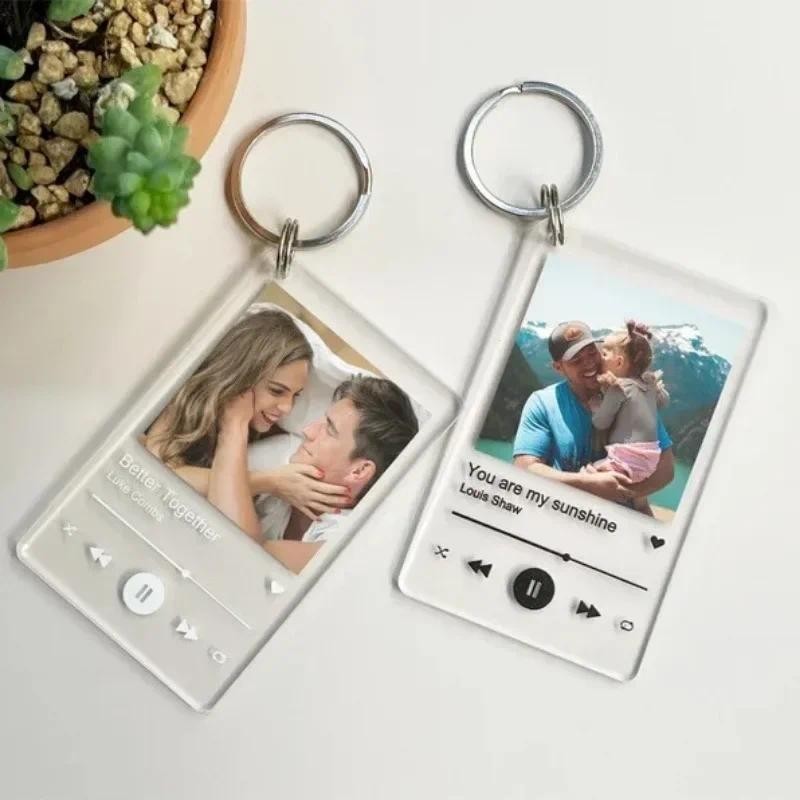 Personalized photo keychain custom song plaque keychans Acrylic Music ...