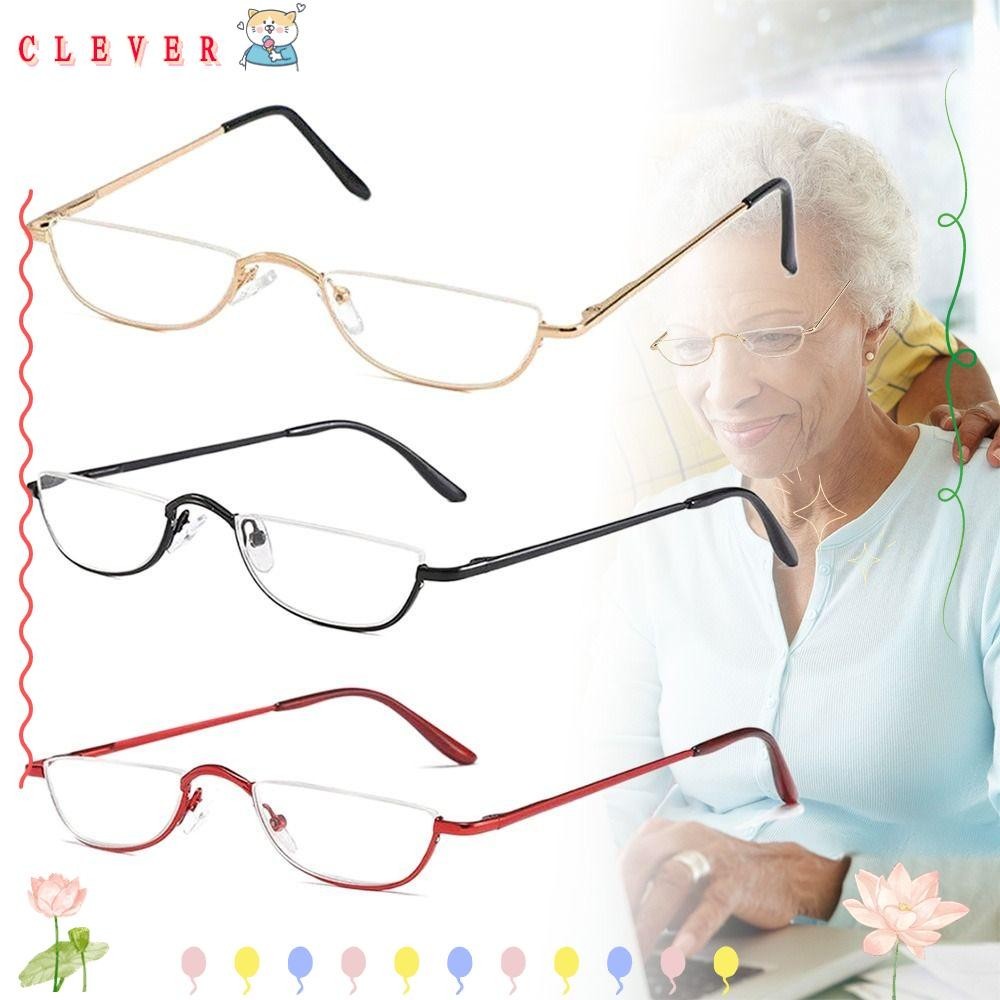 CLEVER Reading Glasses Flexible Portable Spring Hinge Metal Half Frame ...
