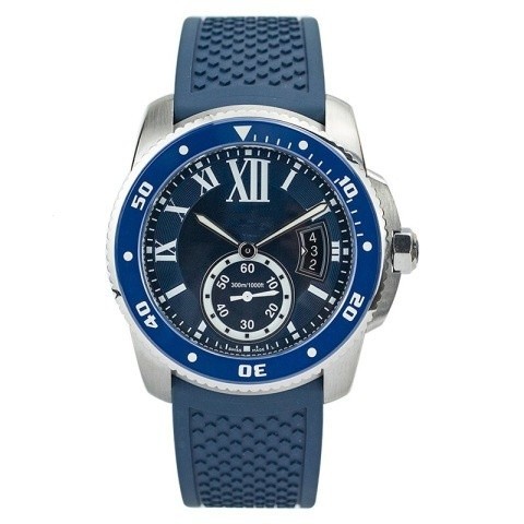 Luxury High-End Men's Watch, Blue Dial Rubber Watch Strap Sports ...