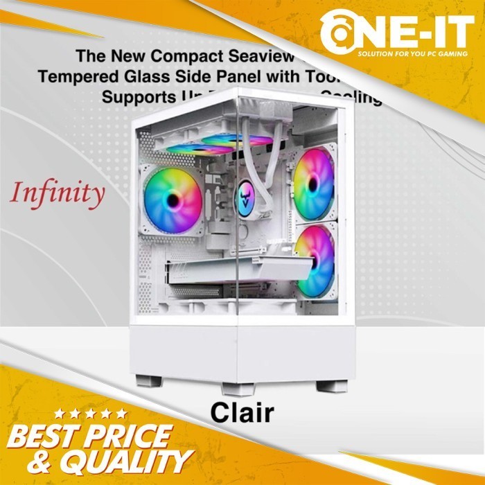 Infinity CLAIR White PC Case m-ATX Tempered Glass computer Case ...