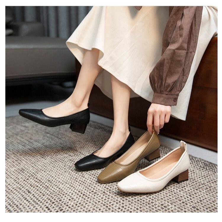 Lady working style block mid heel cover shoes | Shopee Singapore