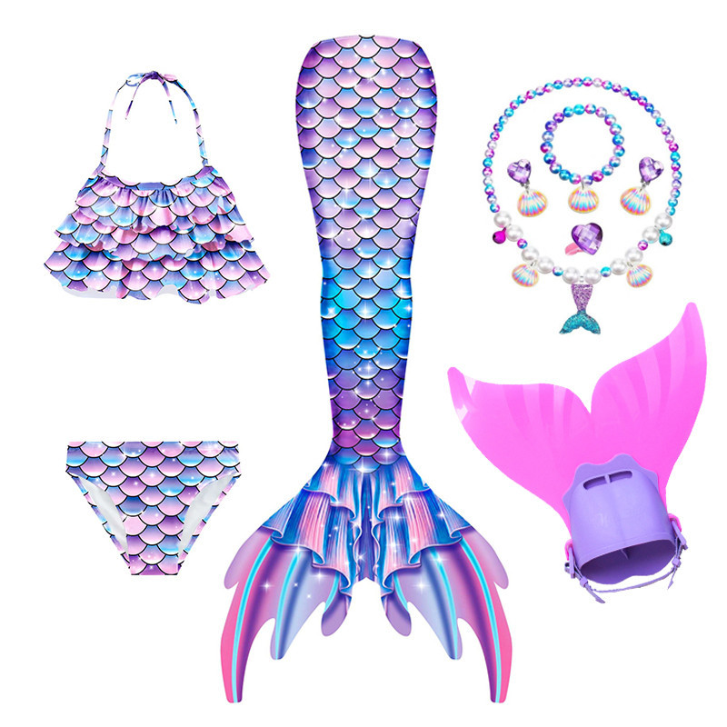 Mermaid Tail Swimsuit for Girls Can Add with Monofin Children's Little ...