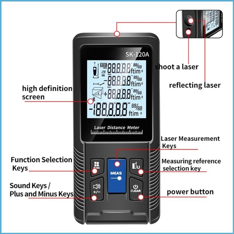 EZR Portable Handheld Lasers Measure Tape Tool Digital Display Distance ...