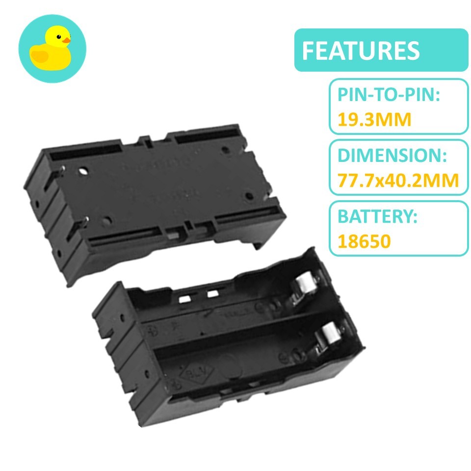 18650 Double Cell Two Slot Battery Holder With PCB Through Hole Pin ...