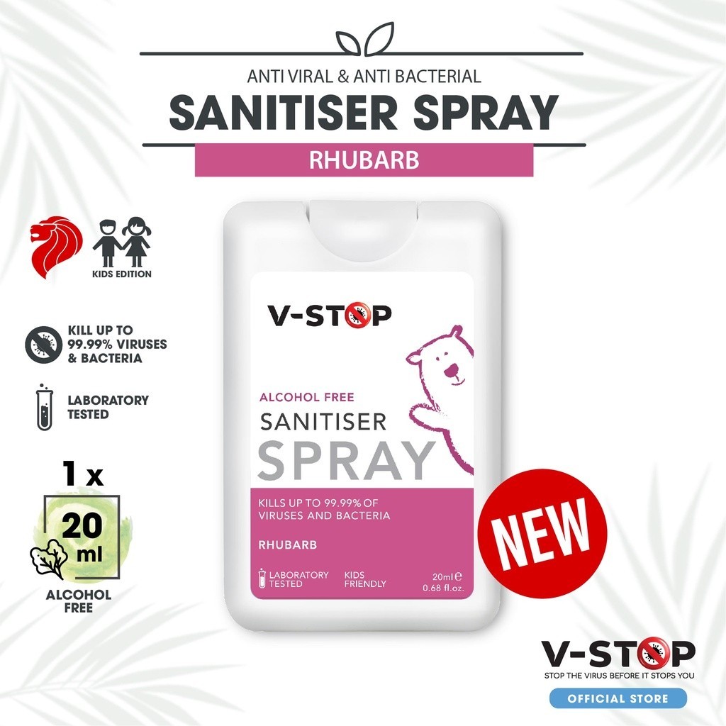 V-STOP Rhubarb Antiviral & Antibacterial Alcohol Free Kids Card ...